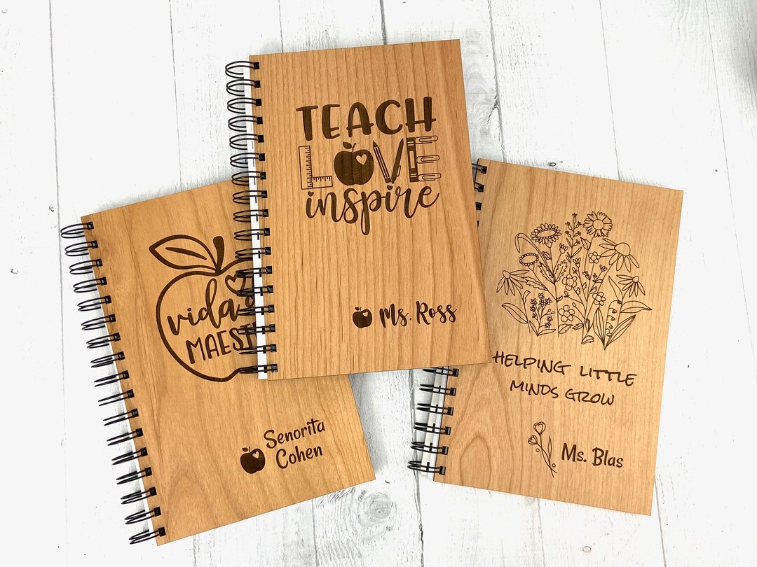 Teacher Wood Journal, Teacher Notebook, Engraved Journal, Personalized ...