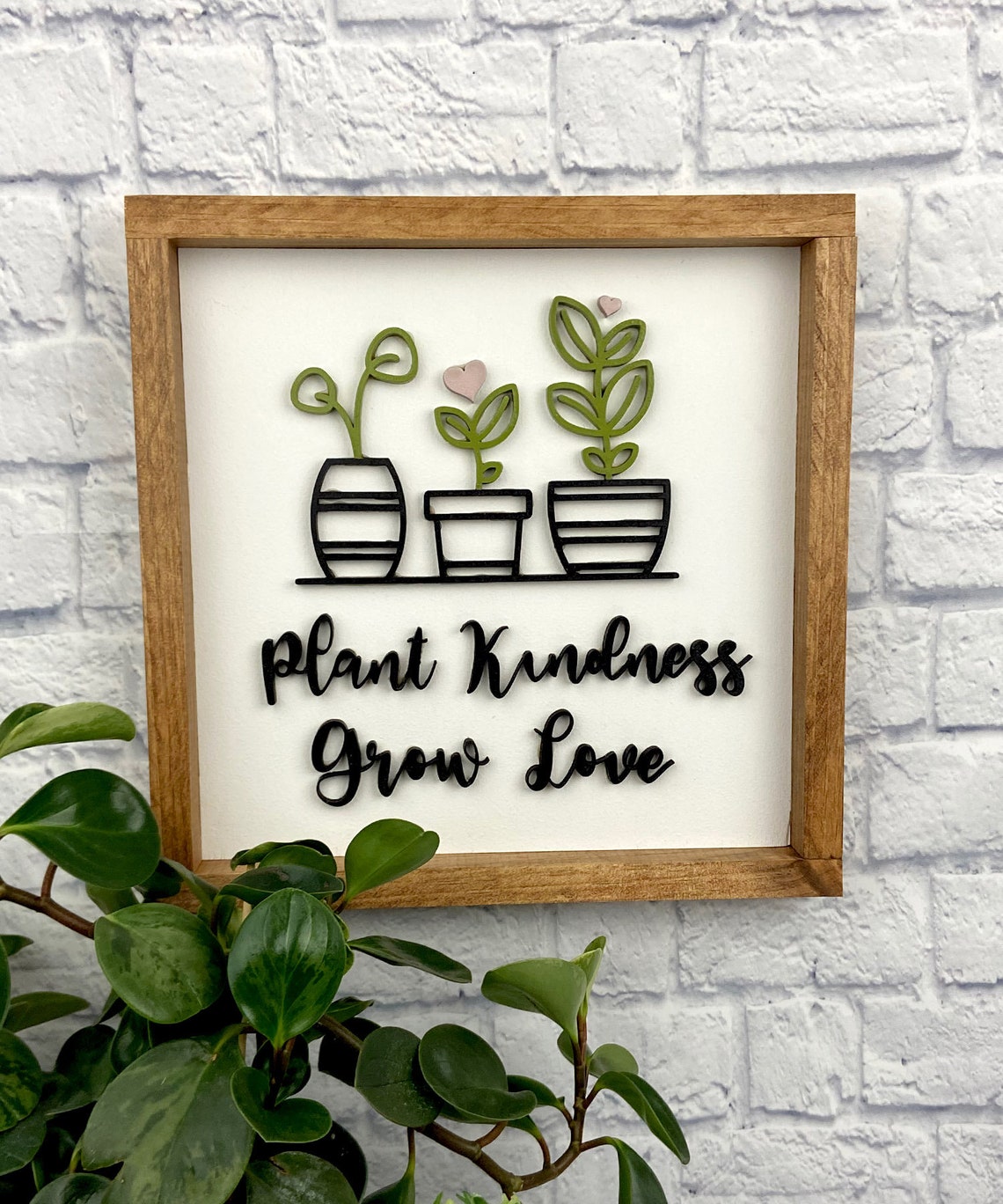 Wooden Sign Plant Sign Plant Lover Wall Decor Grow Love - Etsy