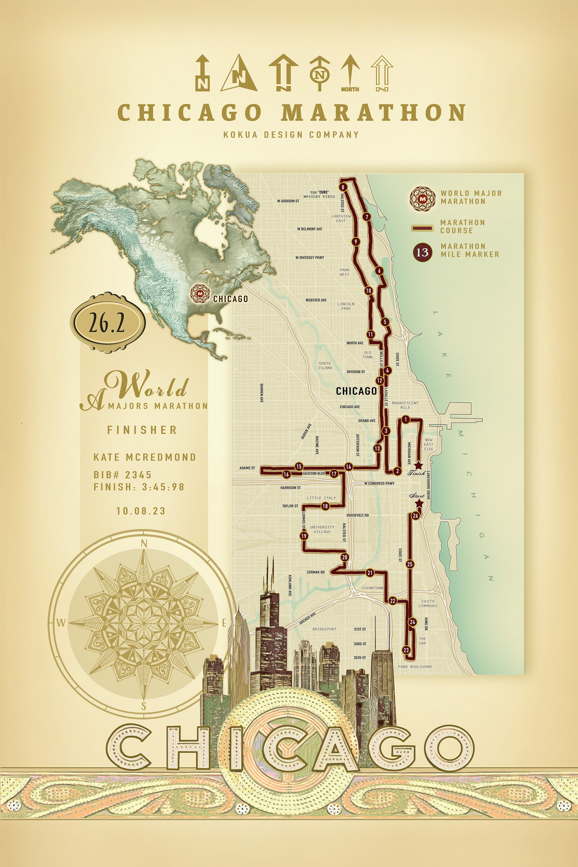 Personalized Chicago Marathon Map Art - Etsy