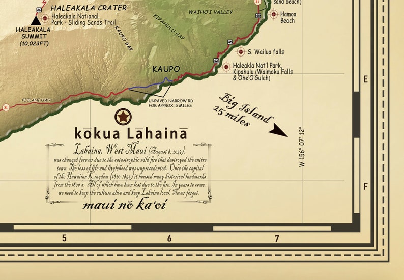 Kokua Maui Map "vintage Inspired" Map Art - Etsy