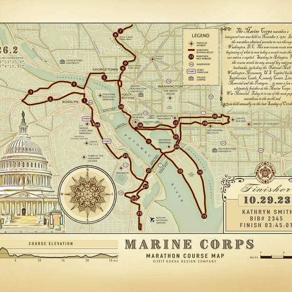 Marine Corp Marathon Map - Etsy