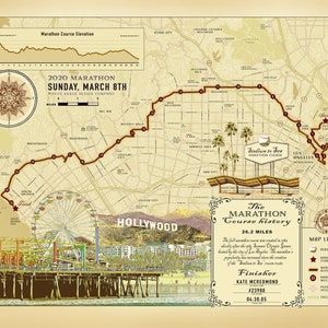 The 2020 Los Angeles Marathon Vintage Style Finishers Map - Etsy