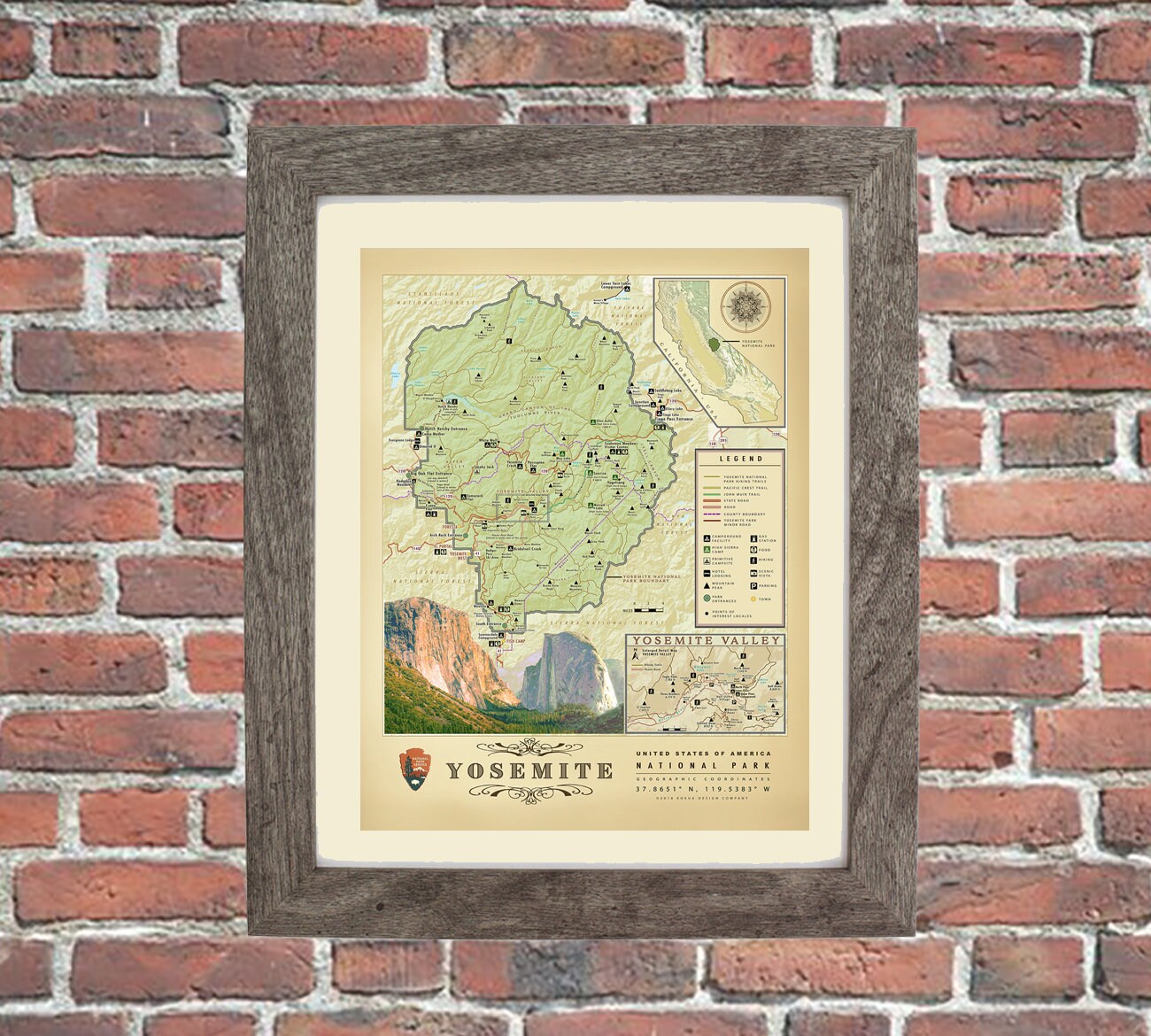 Yosemite National Park 11" X 14" Area Map - Etsy