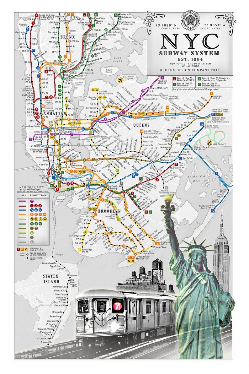 New York City Subway System "black & White" Wall Art - Etsy