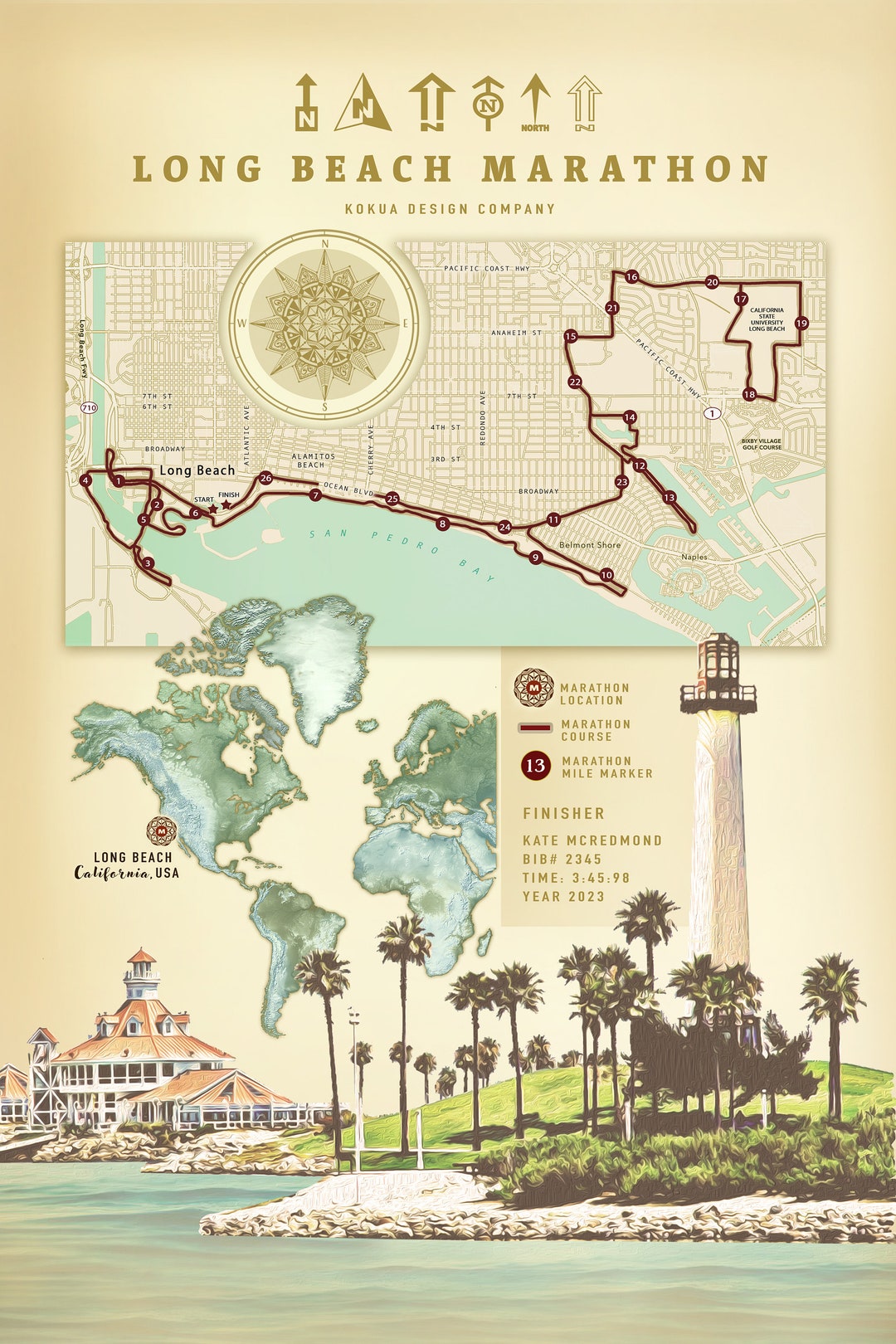 Personalized Long Beach Marathon Map Print - Etsy