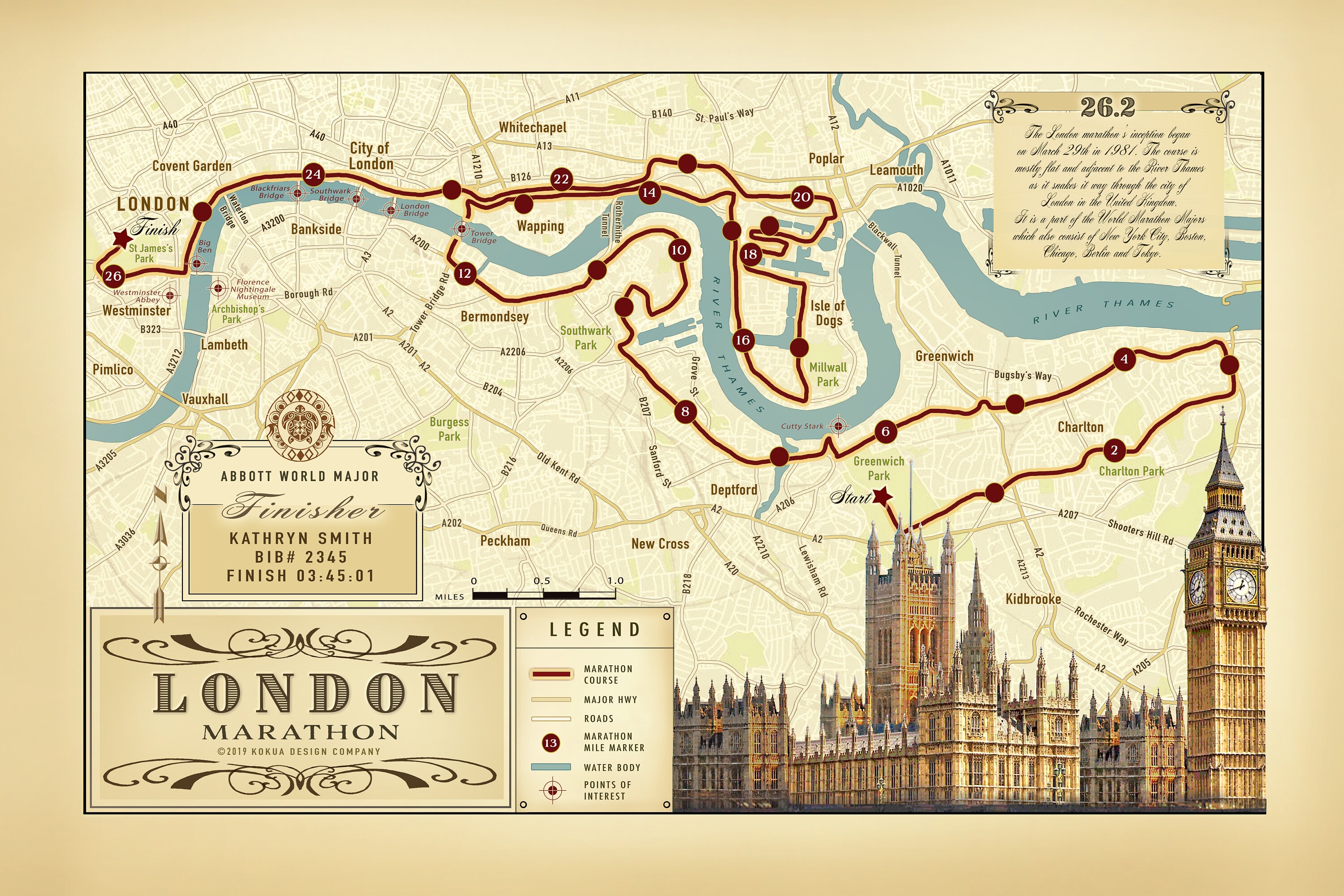 The London Marathon 12x18 Vintage Inspired Souvenir Map - Etsy