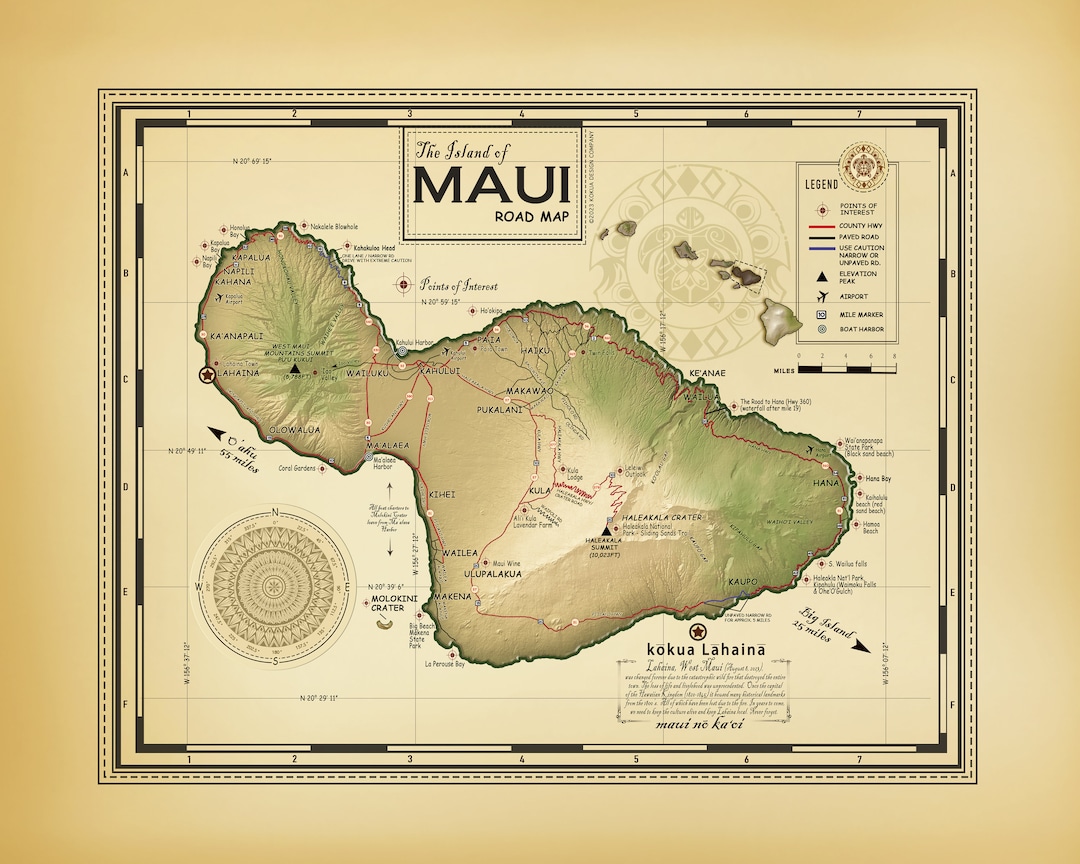 Maui Map (vintage Inspired) Digital Download - Etsy