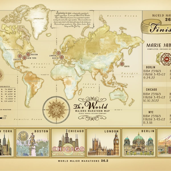 World Major Marathon Maps - Etsy