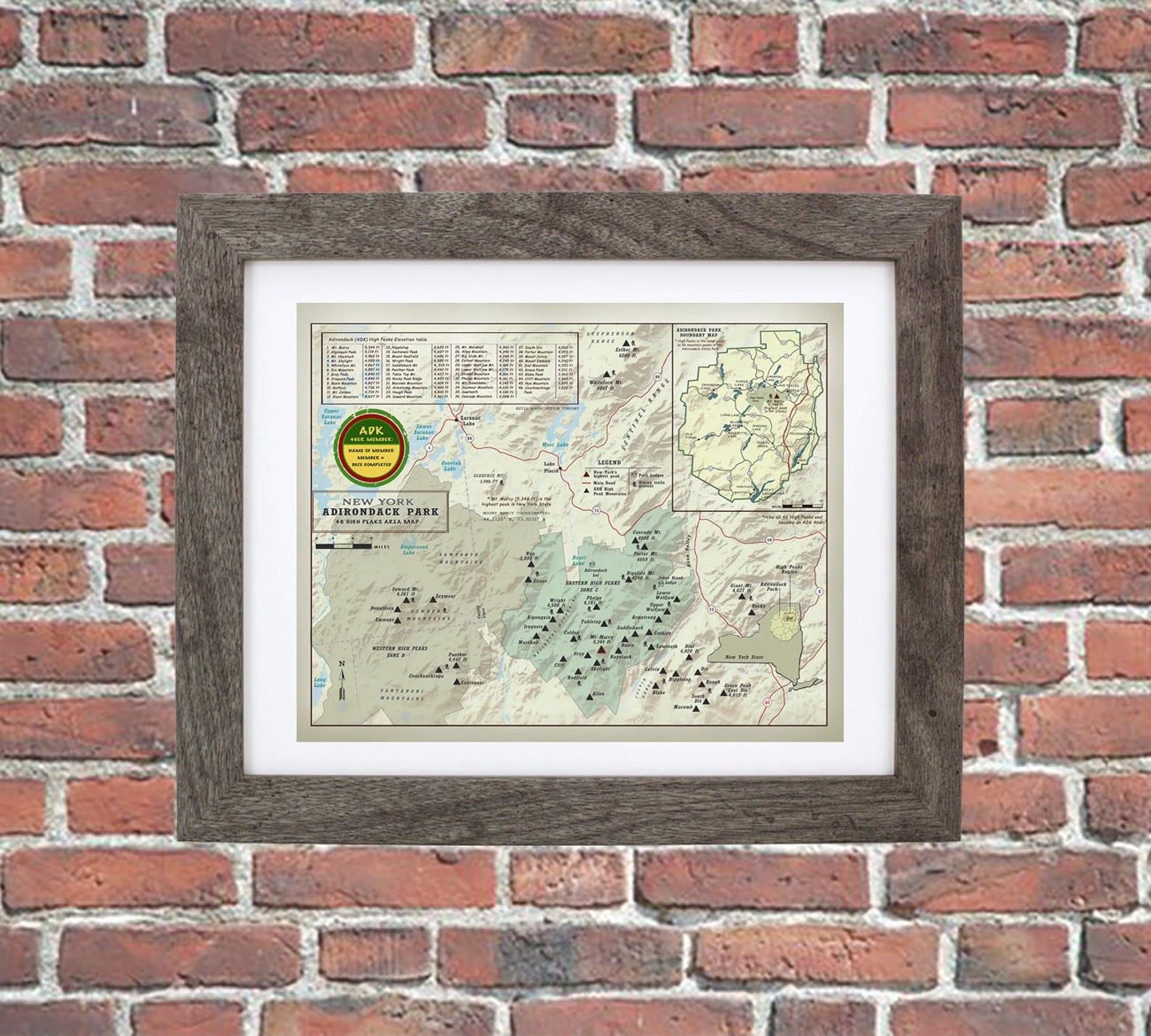 Personalized Adirondack 46er Hiking Map - Etsy
