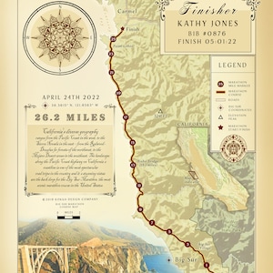 Big Sur Personalized Marathon Map - Etsy