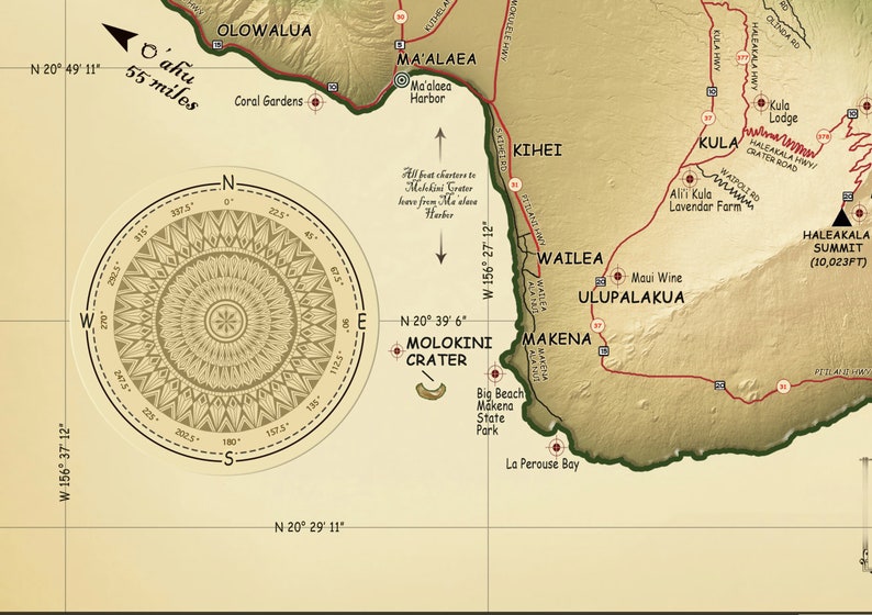 Kokua Maui Map "vintage Inspired" Map Art - Etsy