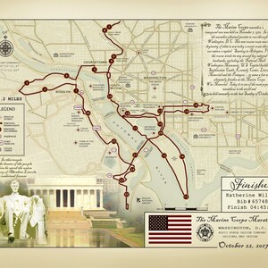 The Marine Corps Marathon 11"x14" [lincoln Memorial] Course Map - Etsy