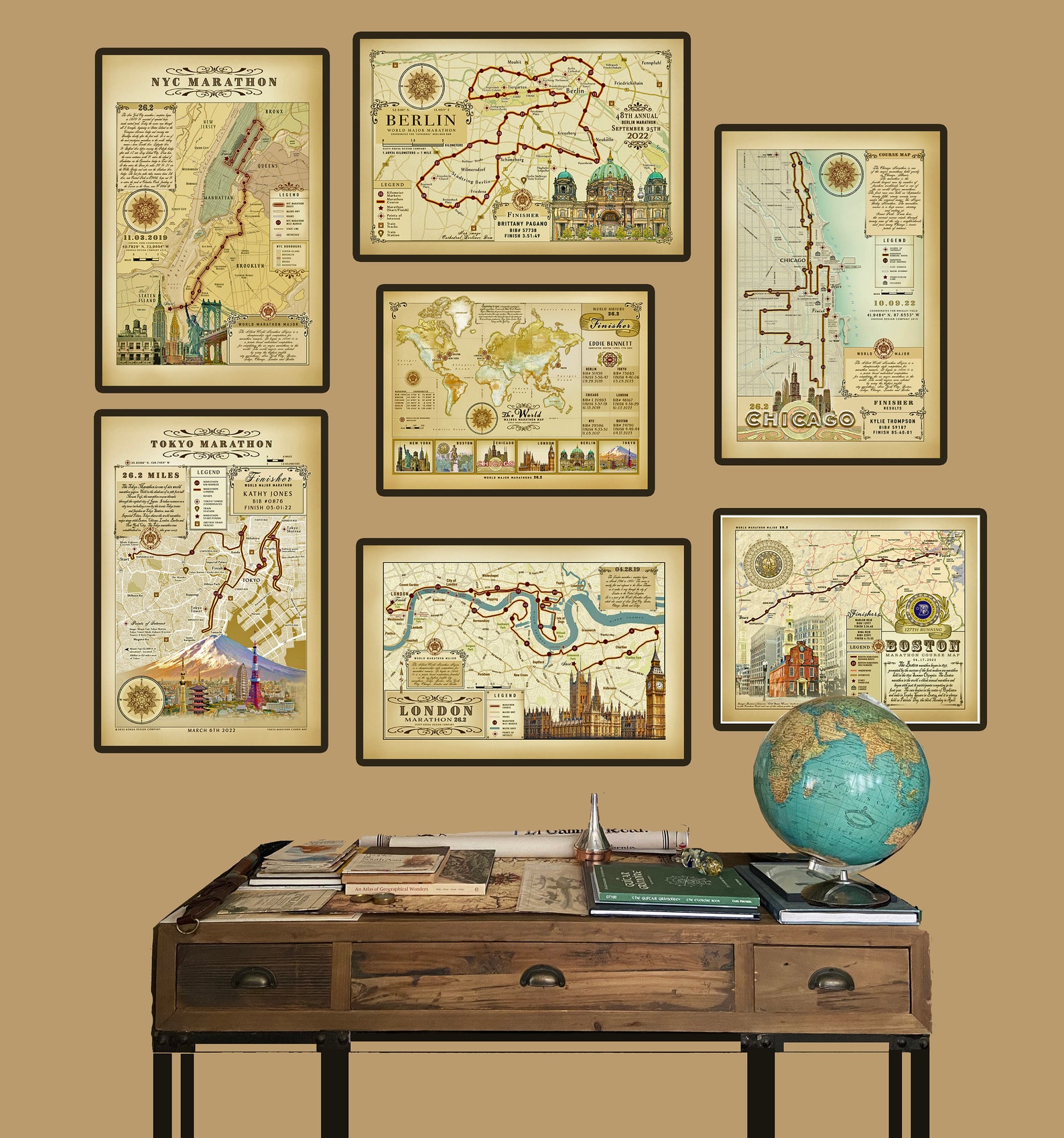 Personalized Chicago Marathon Map Art - Etsy