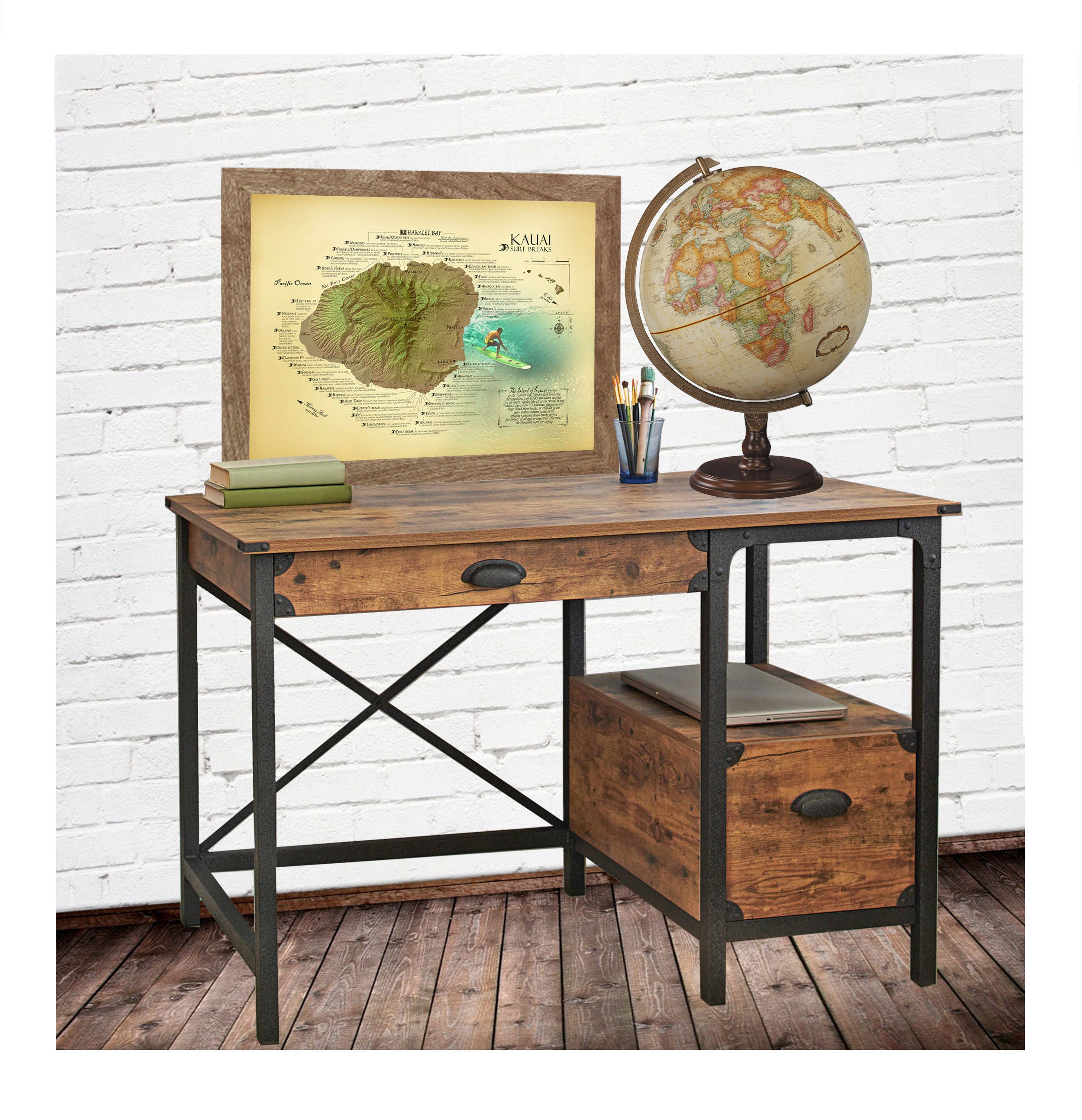 Kauai Surf Break Map 11 X 14 Vintage Inspired Hawaiian Art Print - Etsy