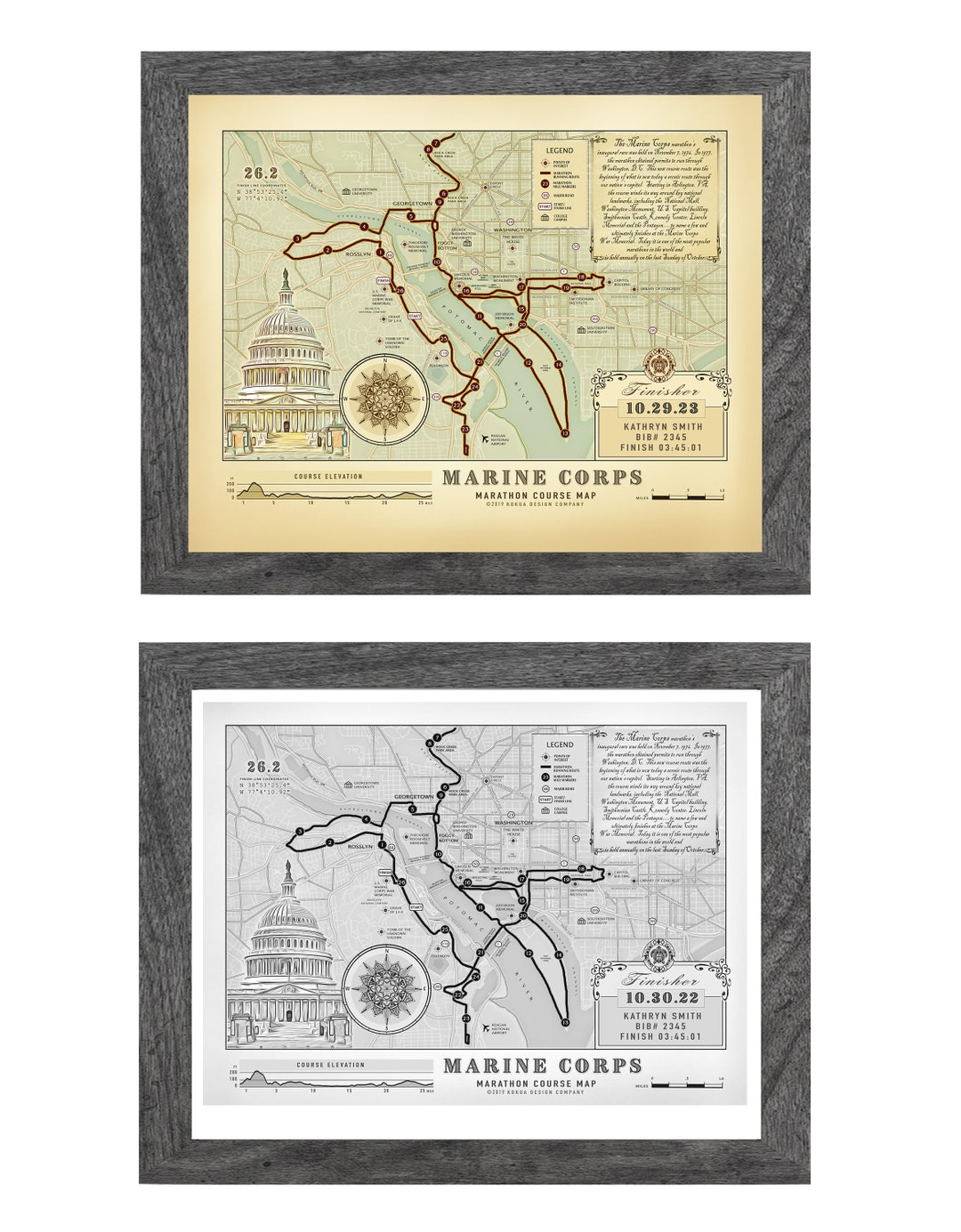 Personalized Marine Corps Marathon Map - Etsy