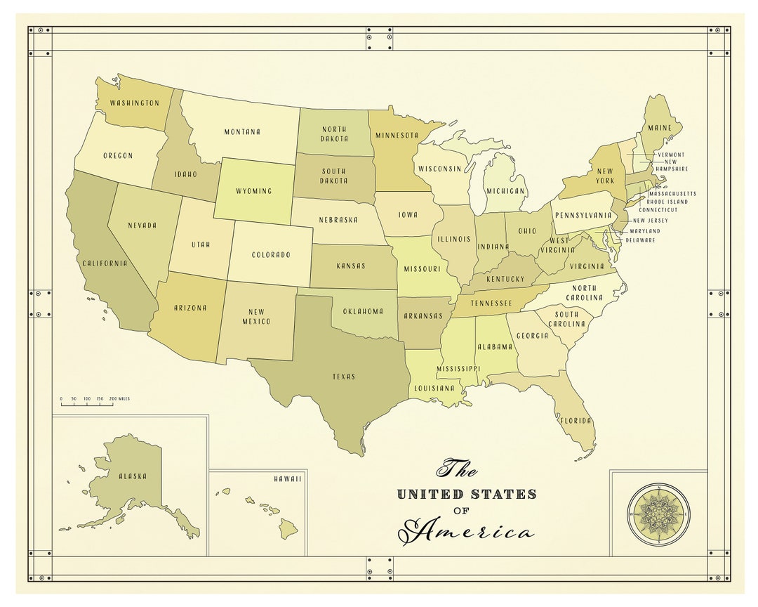 Printable United States of America Map (digital Download) - Etsy