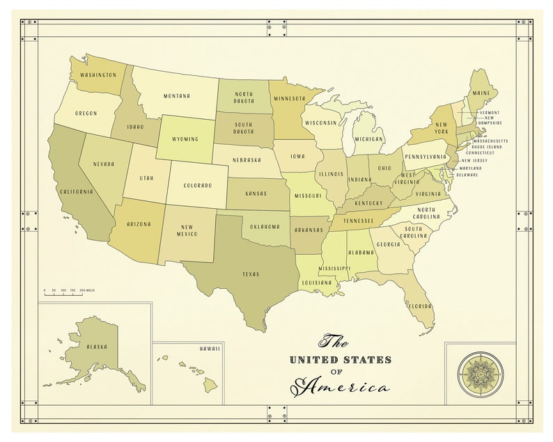 Printable United States of America Map (digital Download) - Etsy