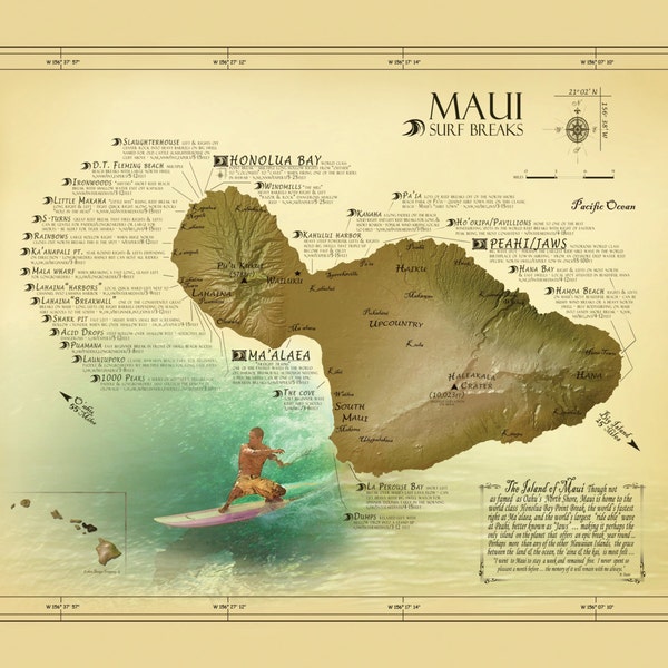 Maui Map Surf - Etsy