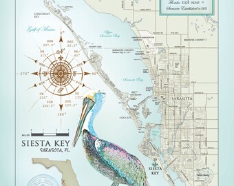 Siesta Key Map - Etsy
