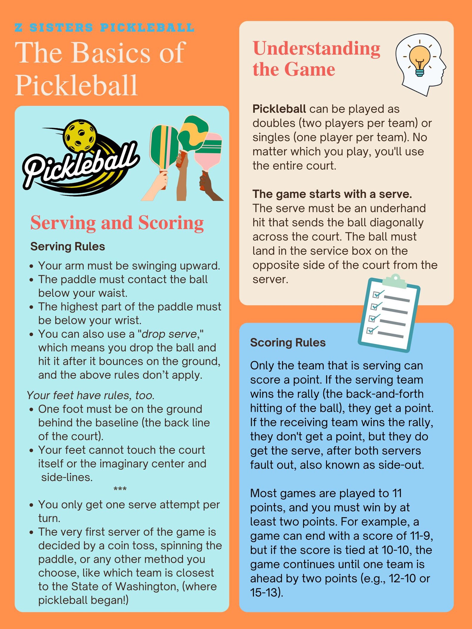The Basics of Pickleball: Rules, Scoring & More - 3 Pg Digital File (8 ...