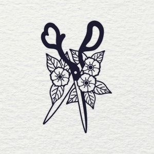 Floral Scissors SVG Flower Hair Stylist Sewing SVG for Cricut ...