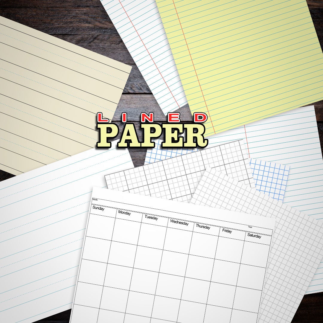 Lined Digital Papers - Back to School Notebook Sheet Digital Stationery ...