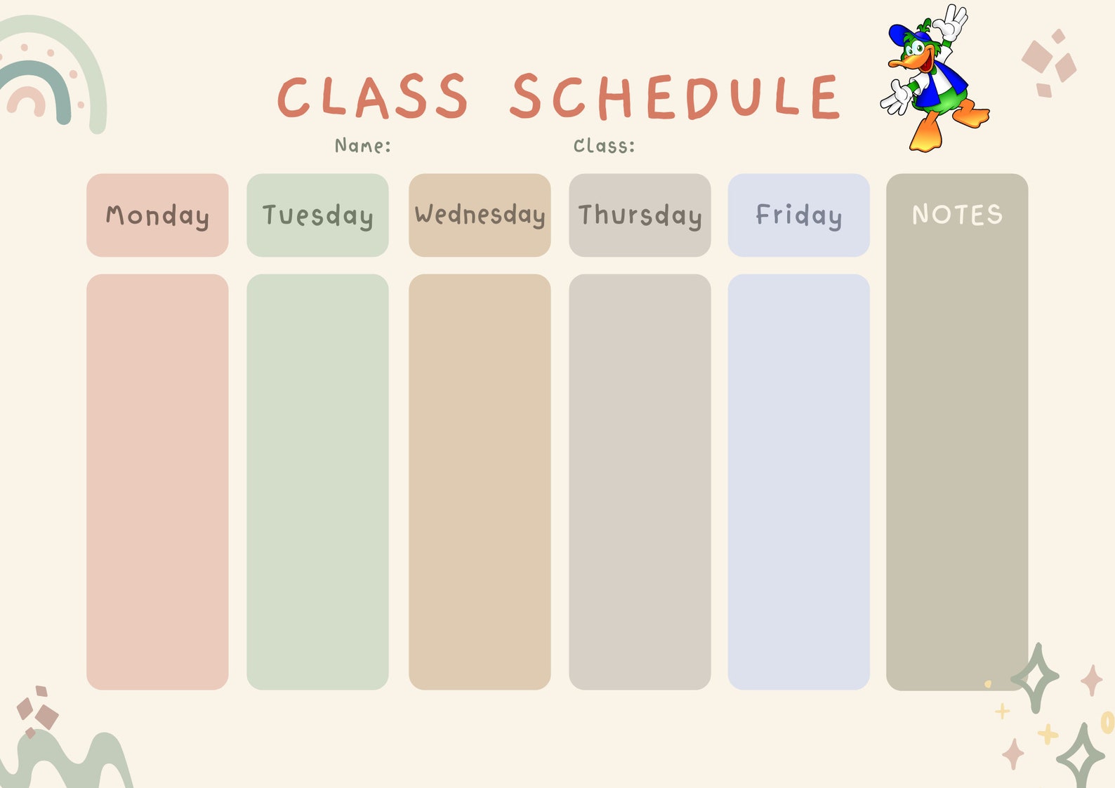 Class Schedule Worksheet - Etsy