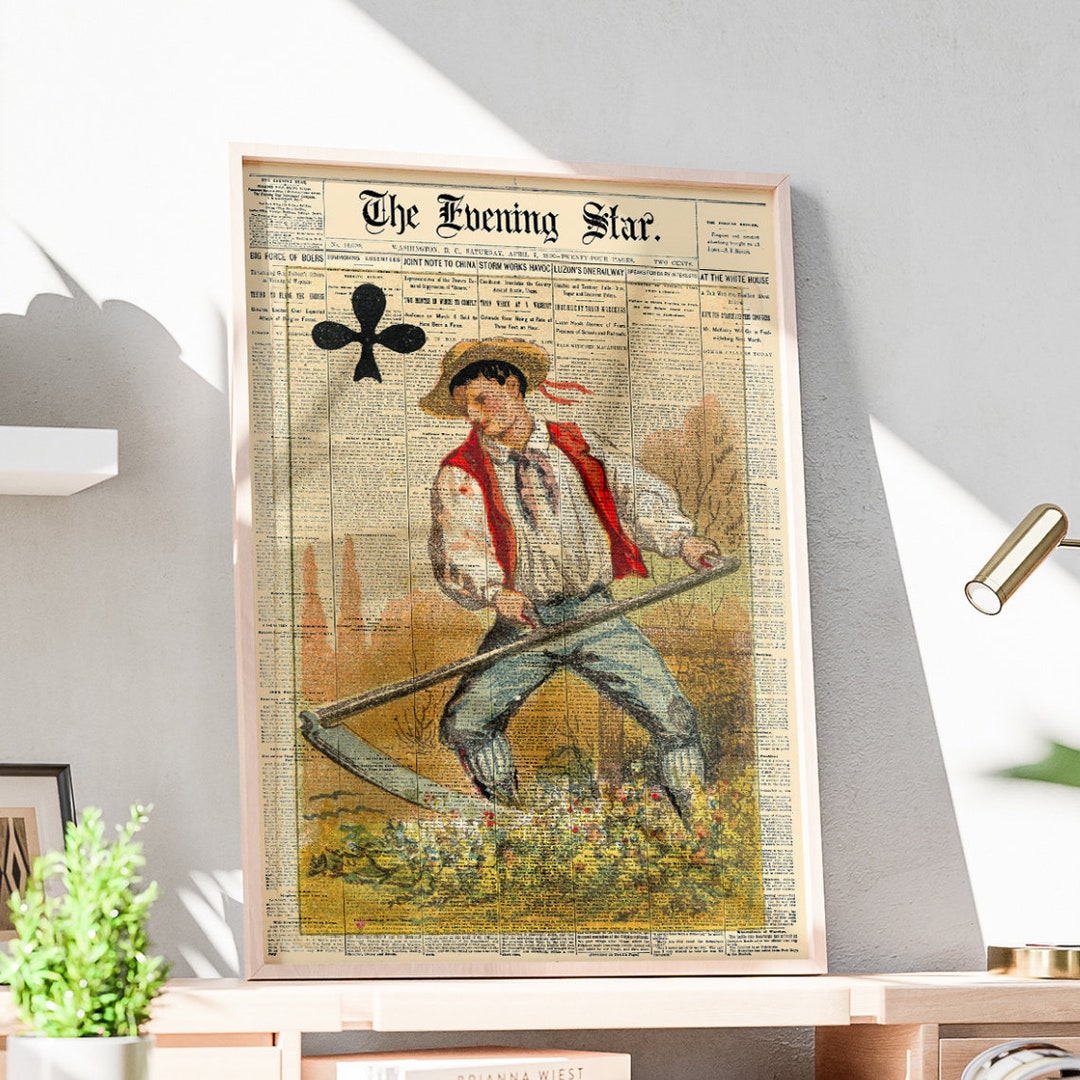 Jack of Clubs, 19th Century, Playing Cards, Old Newspaper, Retro Art ...