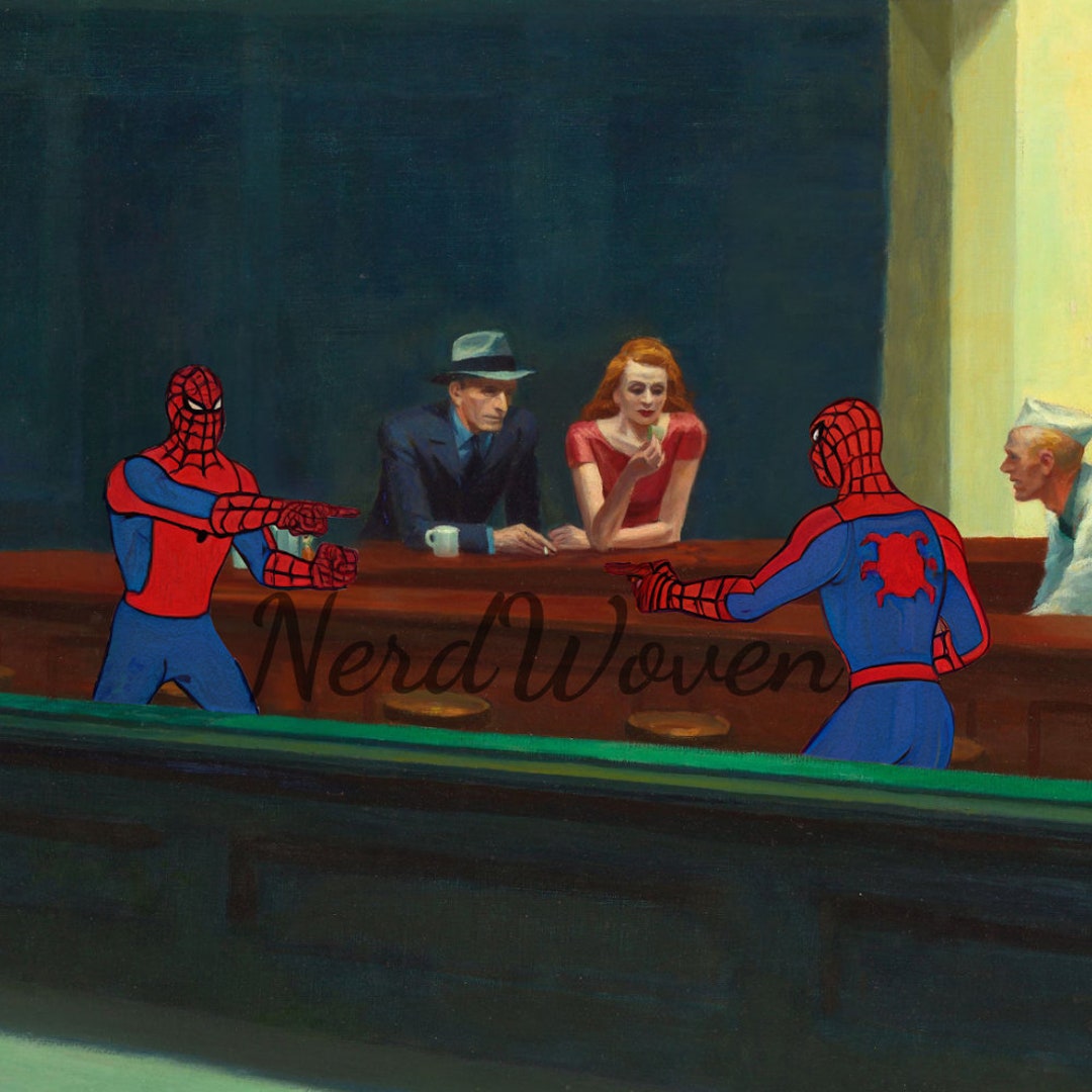 Spiderman Meme Pointing Modified Art Parody Art Etsy