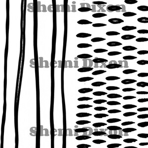 5 Black and White Digital Papers, Brush Marks Digital Paper, Ink ...