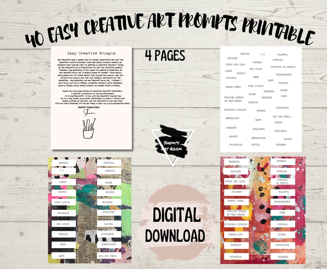 40 Creative Art Journal Prompt Cards | Printable PDF | Journal Prompt ...