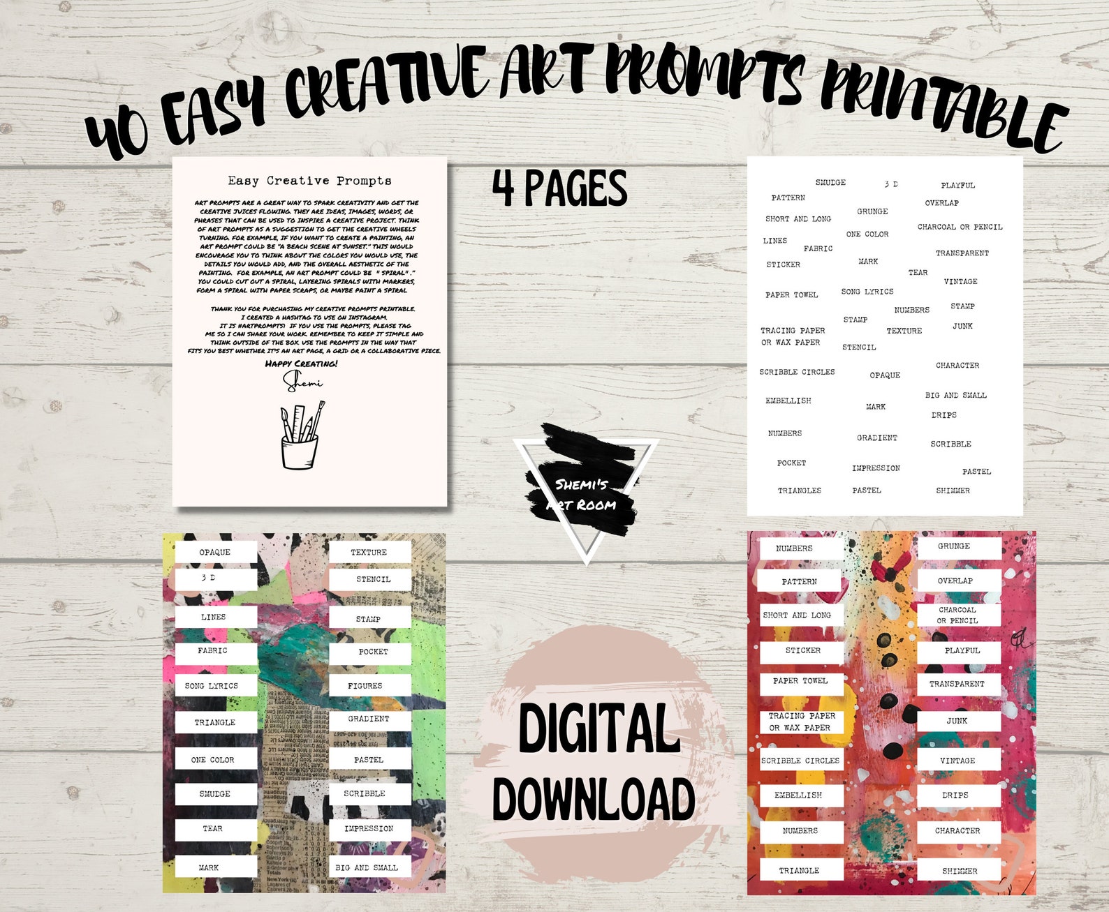 40 Creative Art Journal Prompt Cards | Printable PDF | Journal Prompt ...