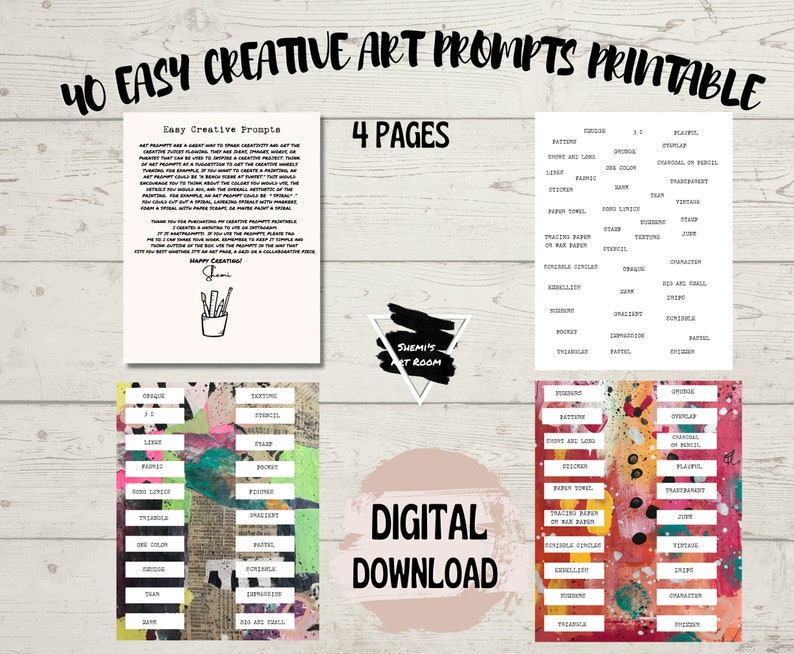 40 Creative Art Journal Prompt Cards | Printable PDF | Journal Prompt ...