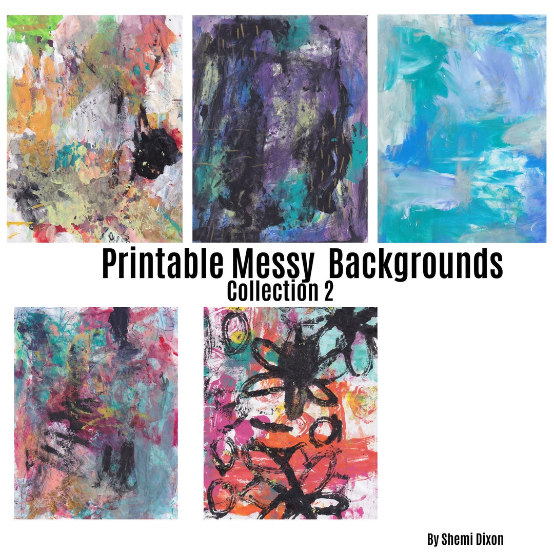 Printable Messy Painted Backgrounds Collection 2/digital Paper ...