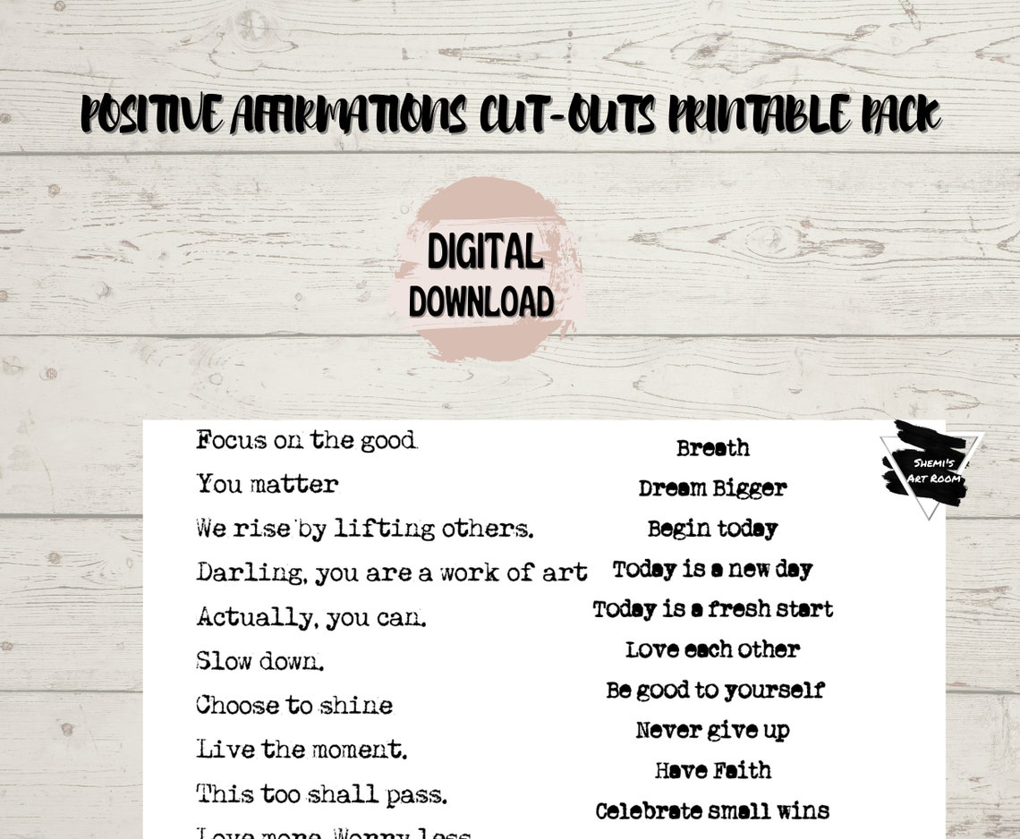 Positive Affirmations Cut-outs Printable Pack/journal Prompts, Junk ...