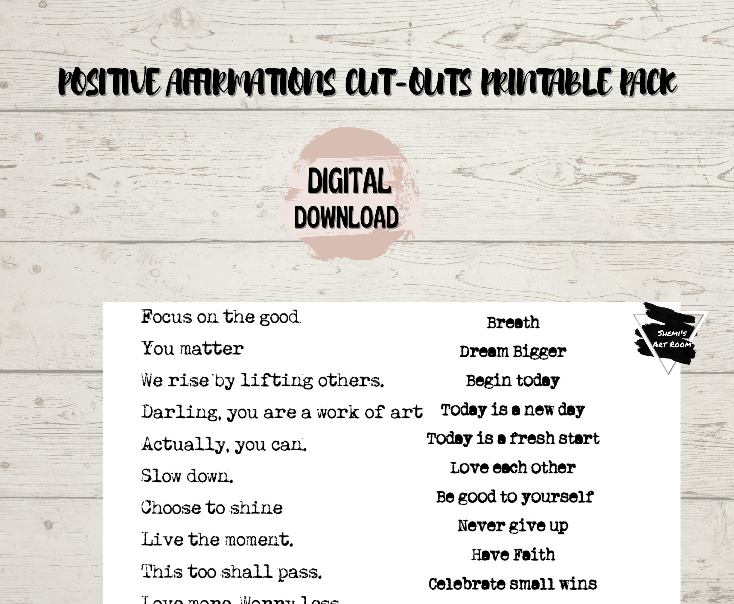 Positive Affirmations Cut-outs Printable Pack/journal Prompts, Junk ...