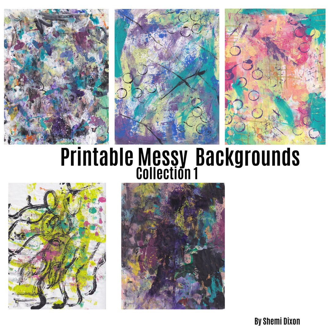 Printable Messy Painted Backgrounds Collection 1/digital Paper ...