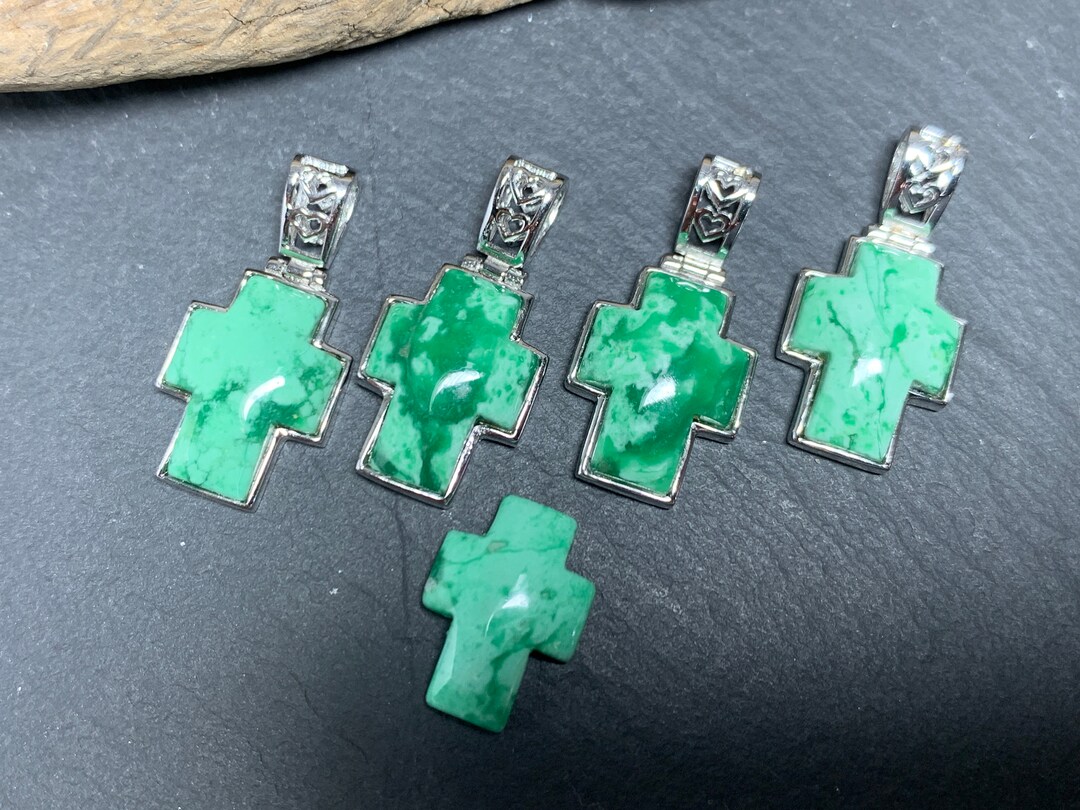 Variscite Cross Pendant: Natural Gemstone Jewelry (sterling Silver) - Etsy