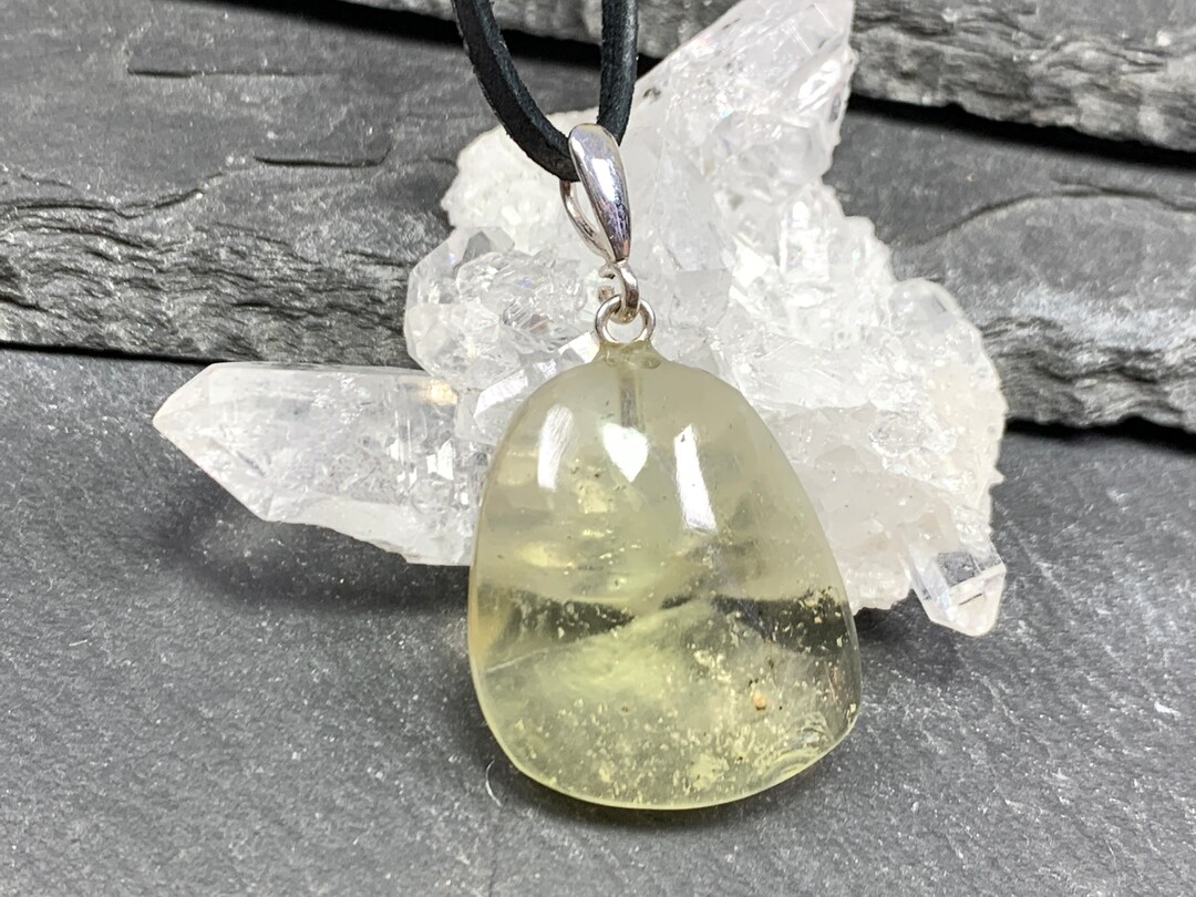 Libyan Desert Glass Necklace: Gold Tektite Pendant (leather Cord) - Etsy