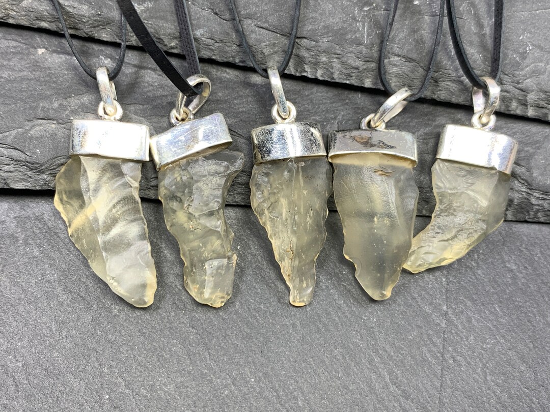 Libyan Desert Glass Necklace: Gold Tektite Crystal - Sterling Silver ...