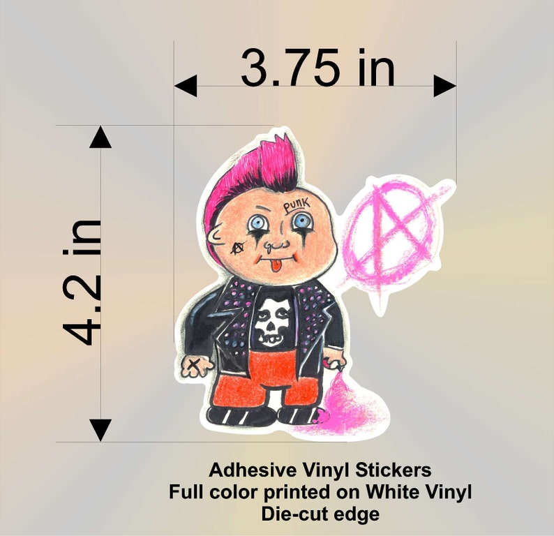NEW WAVE DAVE Vinyl Sticker - Garbage Pail Kids Gpk Anarchy Circle-a ...