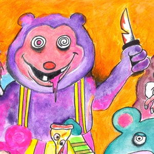 Pizza Nightmare Drawing Painting Lowbrow Art Surreal Showbiz Billy Bob ...