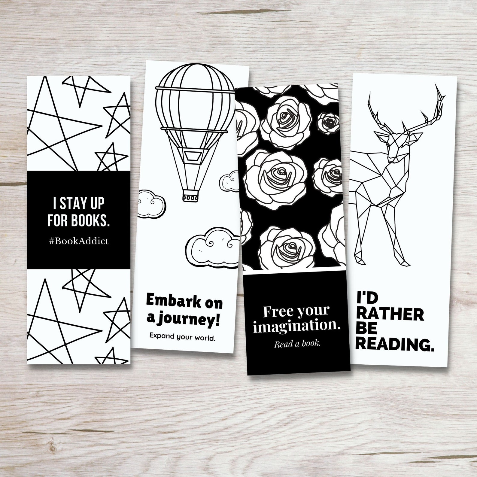 54 Black and White Color Your Own Bookmarks for Adults and Teens - Etsy