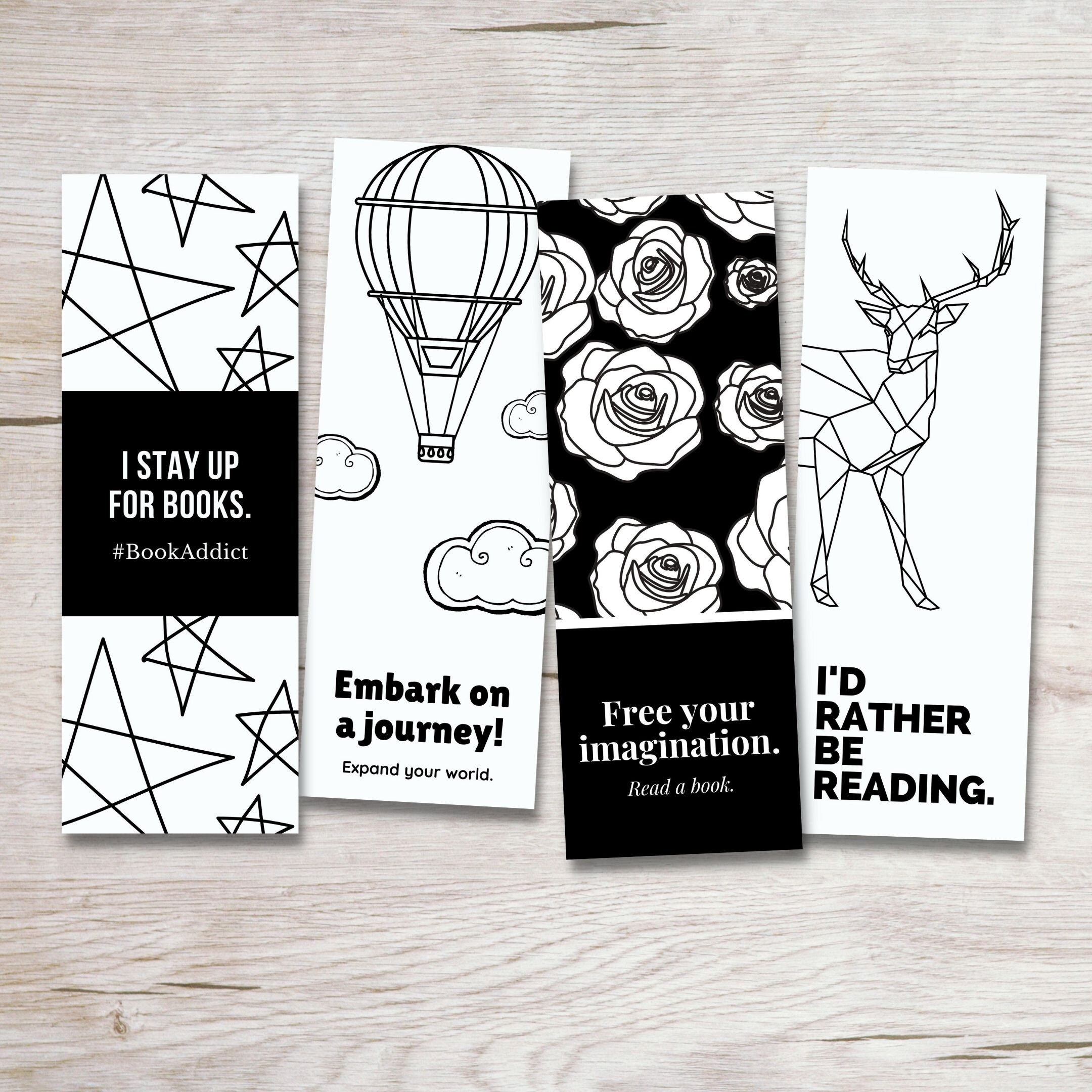 54 Black and White Color Your Own Bookmarks for Adults and Teens - Etsy