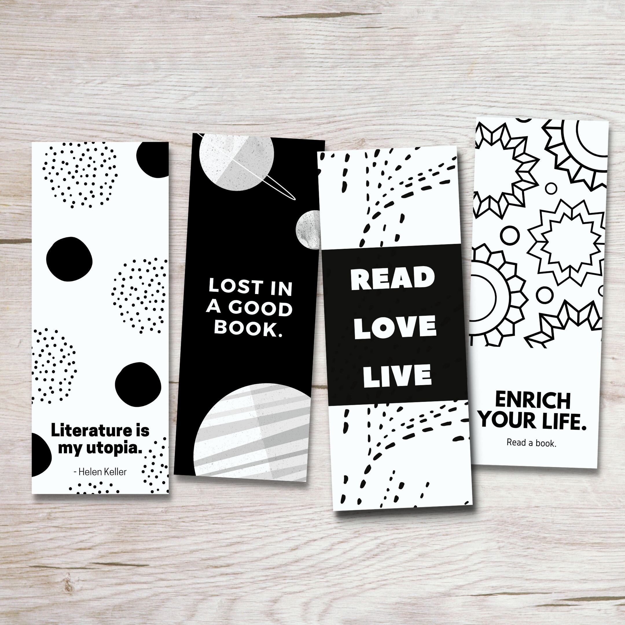 54 Black and White Color Your Own Bookmarks for Adults and Teens - Etsy