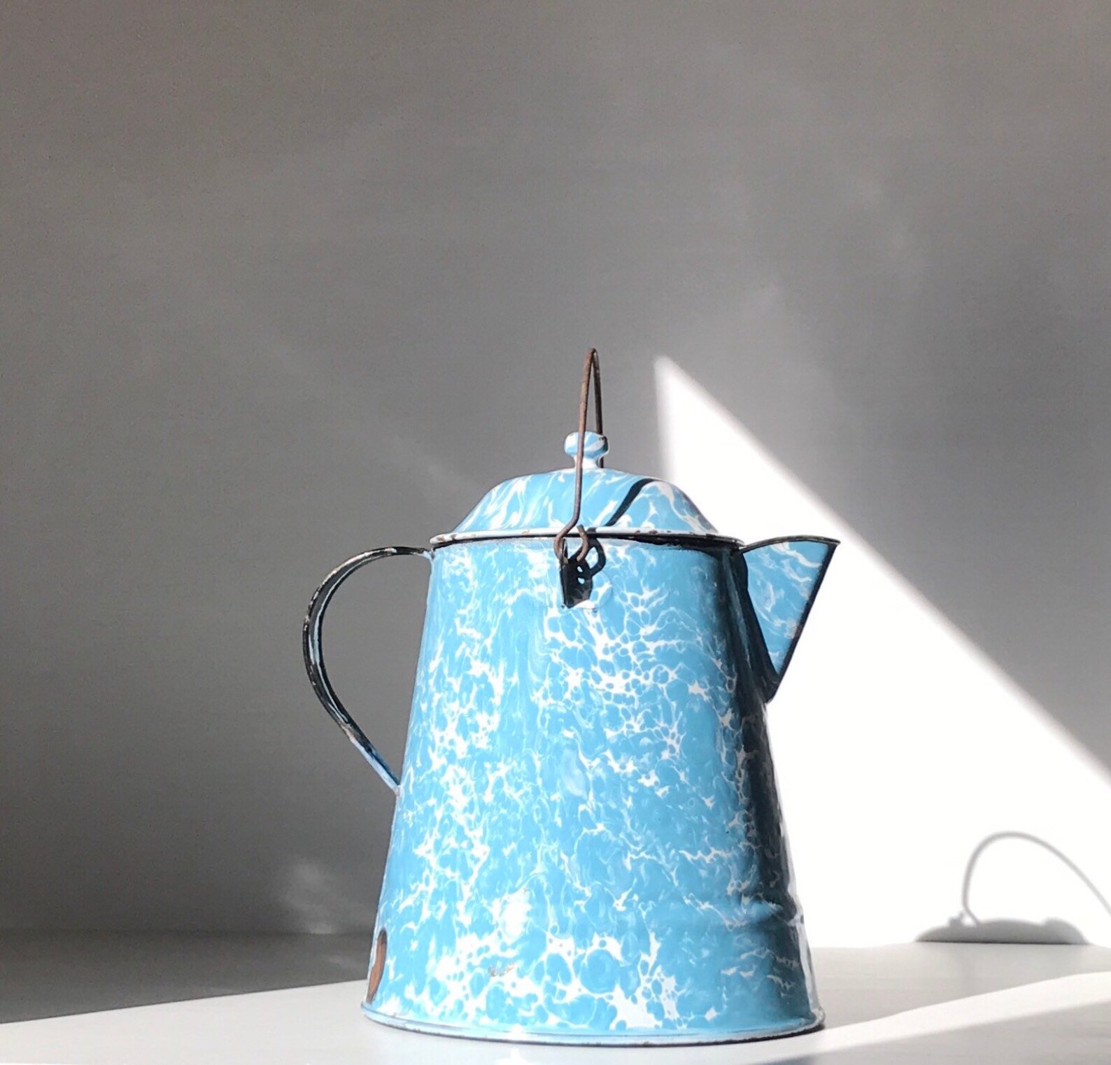 Large Enamel Coffee Pot / Antique Farmhouse Kitchen / Vintage ...