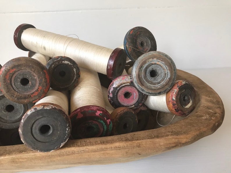 Vintage Wood Spools With White Thread Set of Three - Etsy