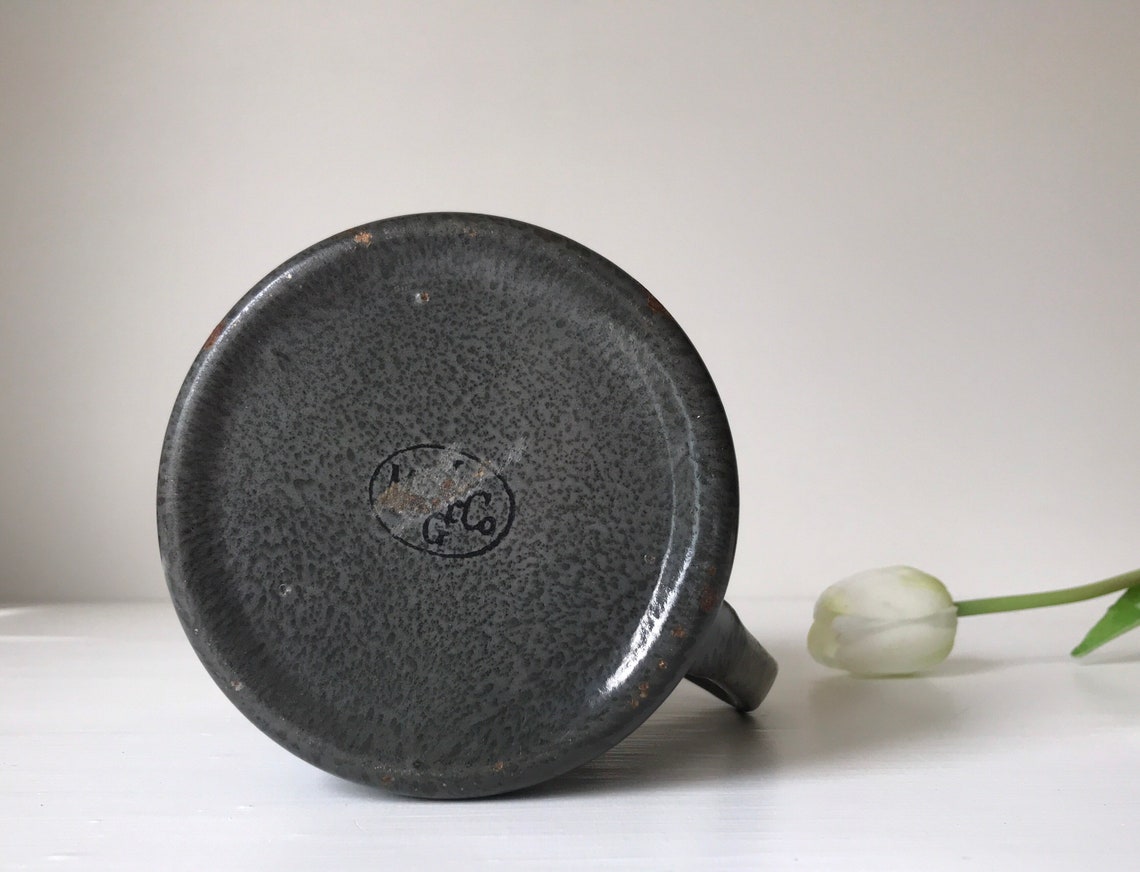 Small Blue Gray Enamel Pitcher | Etsy