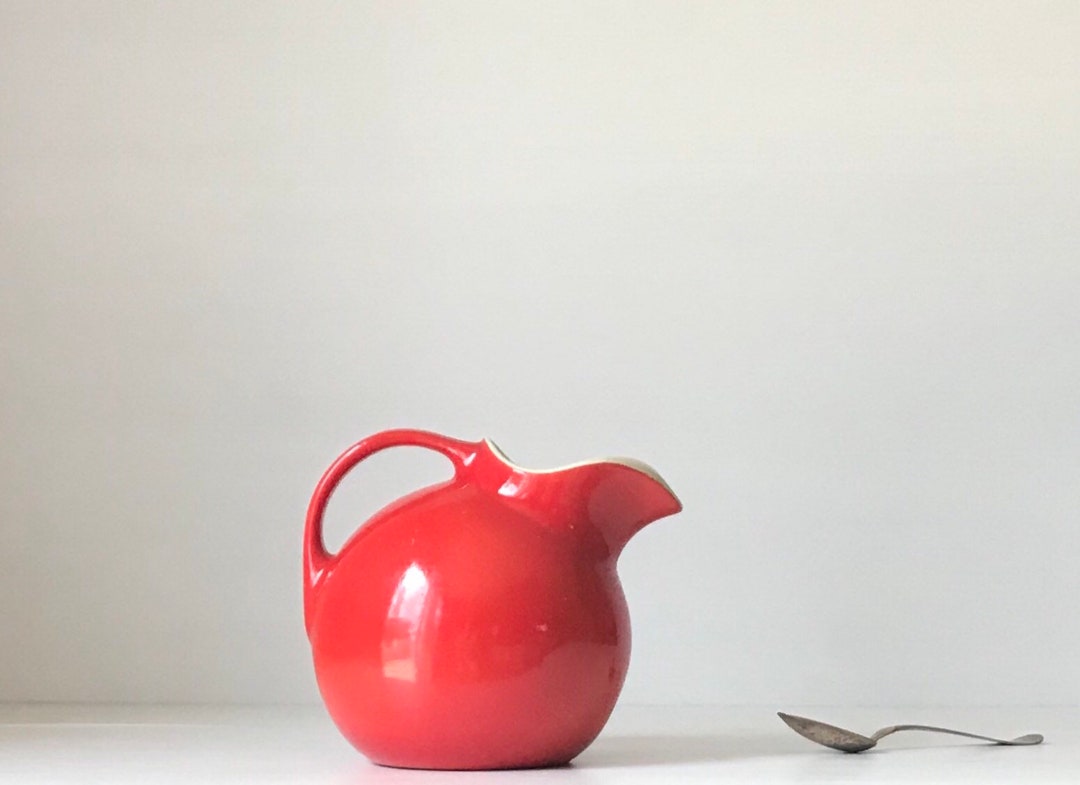 Vintage Red Hall Pottery Pitcher L Country Farmhouse Kitchen - Etsy