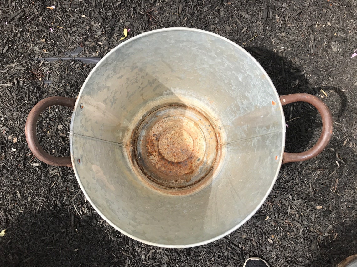 Galvanized Metal Bucket Large Vintage | Etsy